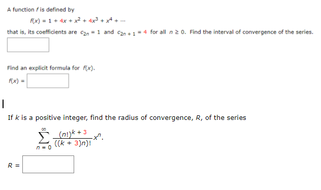 Solved A function fis defined by f(x) = 1 + 4x + x2 + 4x3 + | Chegg.com