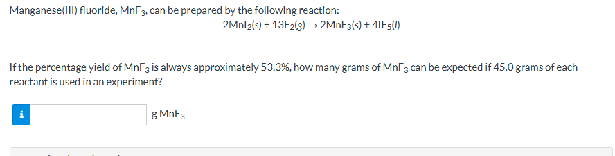 Solved Manganese(III) ﻿fluoride, MnF3, ﻿can be ﻿prepared by | Chegg.com