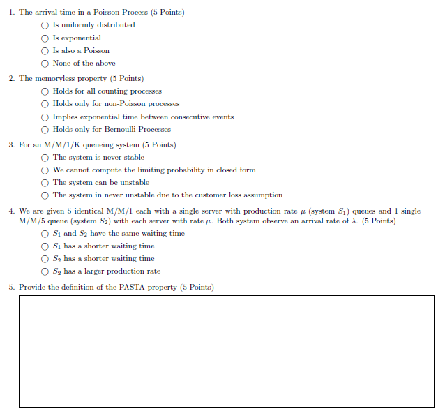 Solved 1. The arrival time in a Poisson Process (5 Points) | Chegg.com