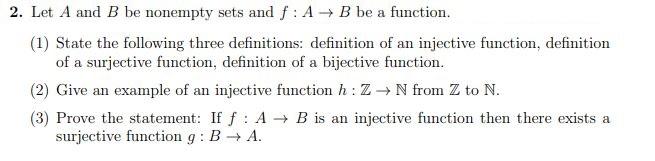 Solved 2. Let A and B be nonempty sets and f : A + B be a | Chegg.com
