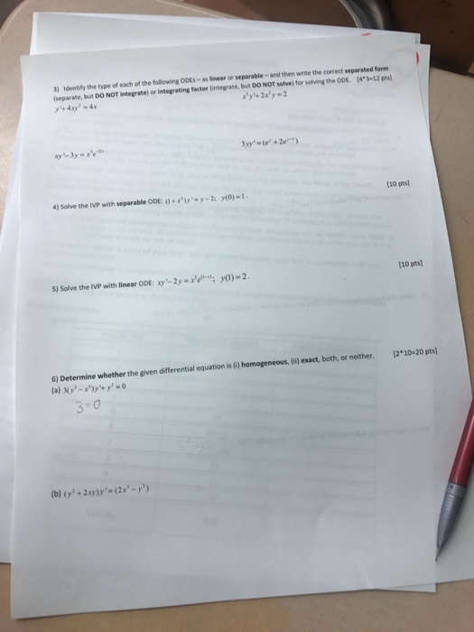 Solved Identify the type of each of the following ODEs - as | Chegg.com