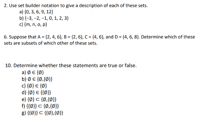 Solved 2. Use set builder notation to give a description of | Chegg.com