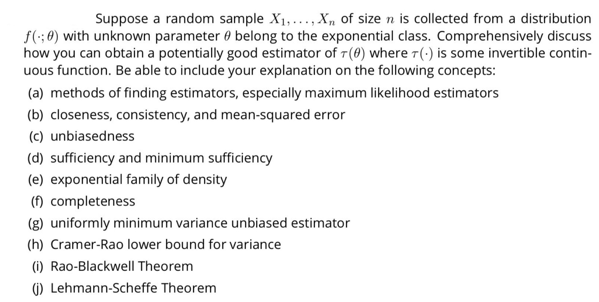 Solved Suppose a random sample \\( X_{1}, \\ldots, X_{n} \\) | Chegg.com