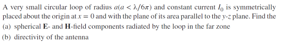 Solved A very small circular loop of radius a(a