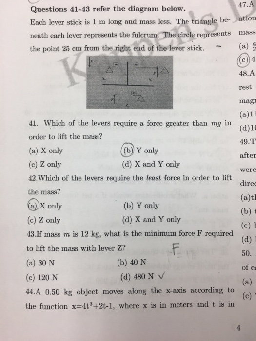Solved 47.A Questions 41-43 refer the diagram below. Each | Chegg.com