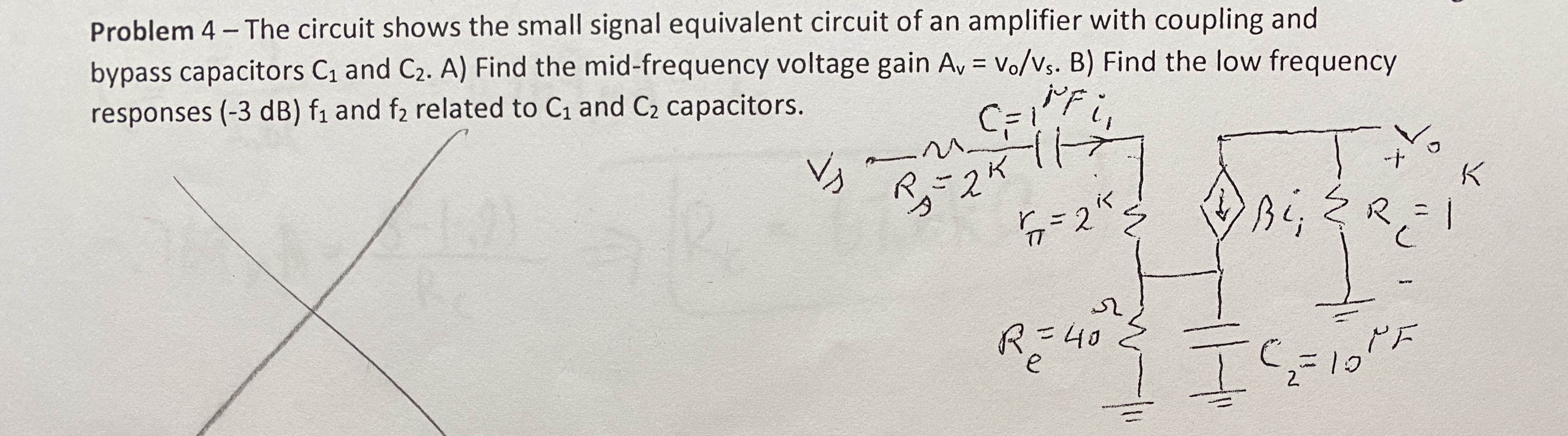 Solved Problem 4 - The circuit shows the small signal | Chegg.com