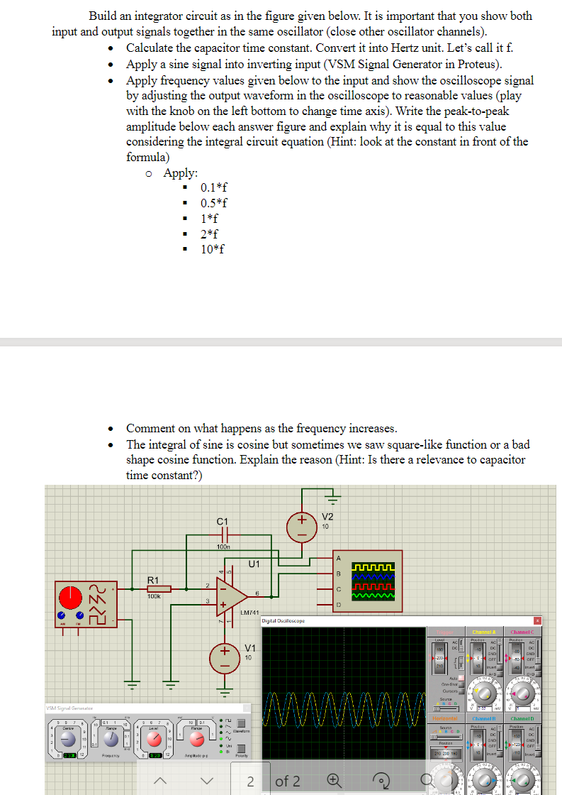 Solved Build an integrator circuit as in the figure given | Chegg.com