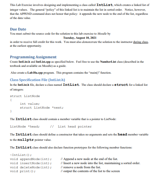 Solved This Lab Exercise involves designing and implementing | Chegg.com