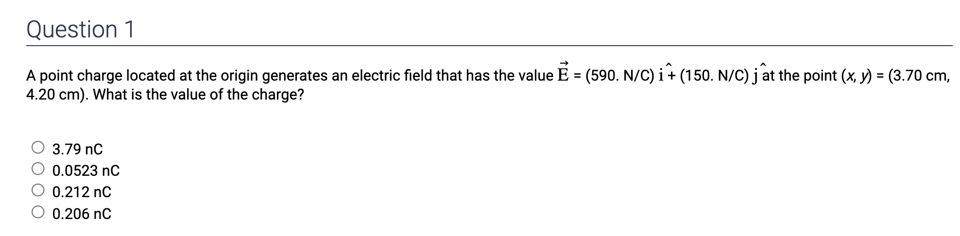 Solved Question 1A point charge located at the origin | Chegg.com