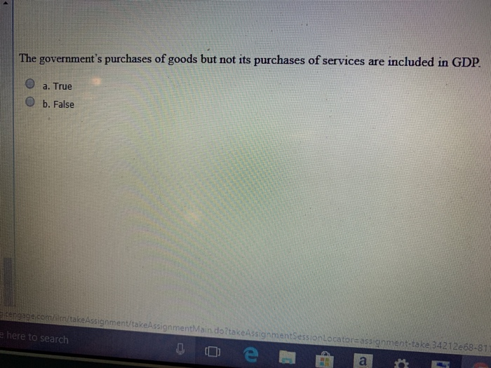 Solved The government's purchases of goods but not its | Chegg.com