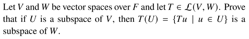 Solved Let V and W be vector spaces over F and let T∈L(V,W). | Chegg.com