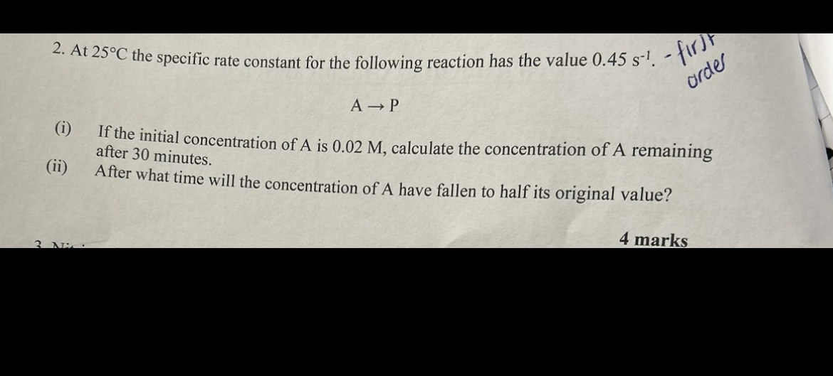 Solved At 25°C ﻿the specific rate constant for the following | Chegg.com