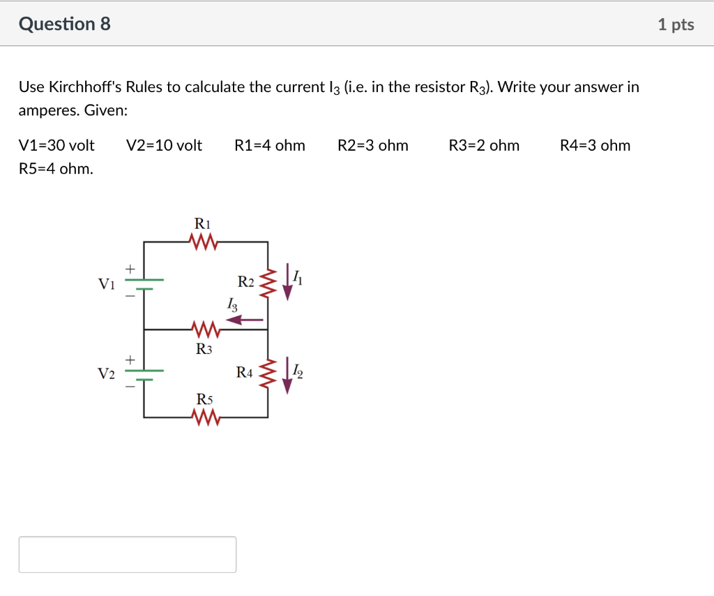 Solved Use Kirchhoff's Rules to calculate the current I3 | Chegg.com