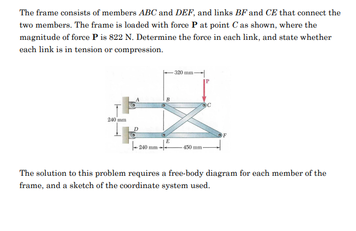 Solved The frame consists of members ABC and DEF, and links | Chegg.com