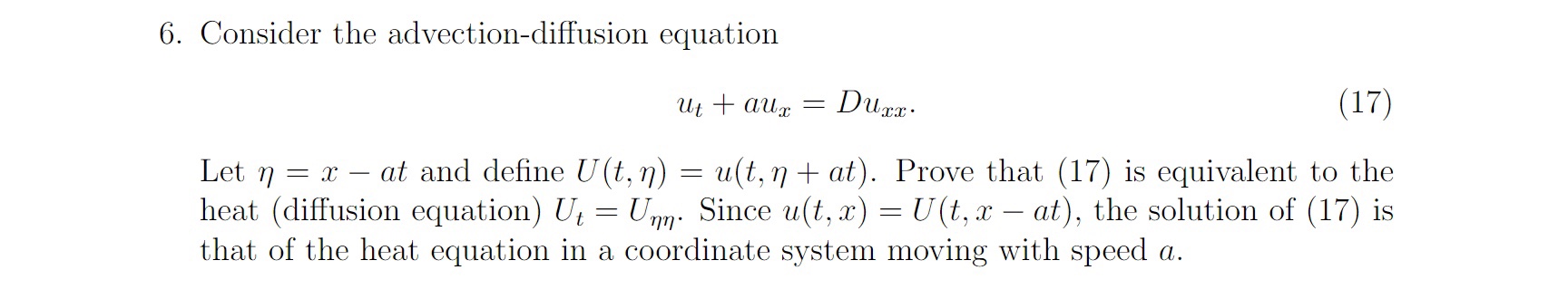 Solved 6 Consider The Advection Diffusion Equation