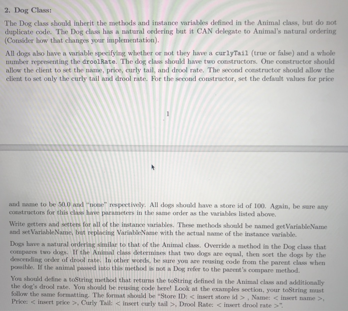Solved 2. Dog Class: The Dog class should inherit the | Chegg.com