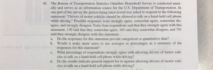 Solved The Bureau of Transportation Statistics Omnibus | Chegg.com
