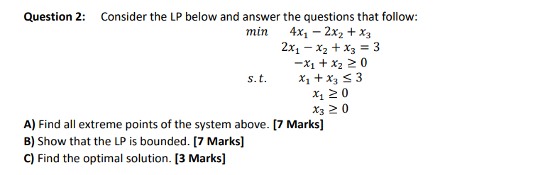 Solved Question 2: Consider the LP below and answer the | Chegg.com