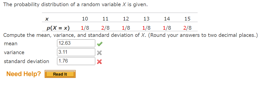 Solved The probability distribution of a random variable X | Chegg.com