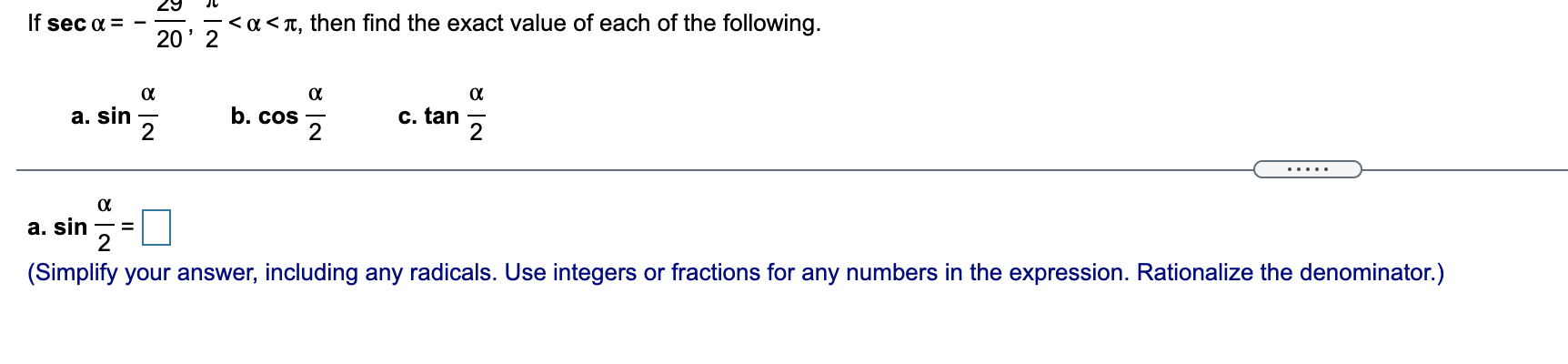 Solved 29 2 If sec a= | Chegg.com