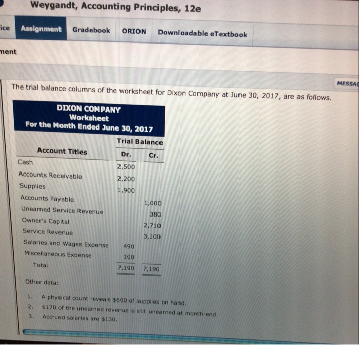 Solved Weygandt, Accounting Principles, 12e ice Assignment | Chegg.com