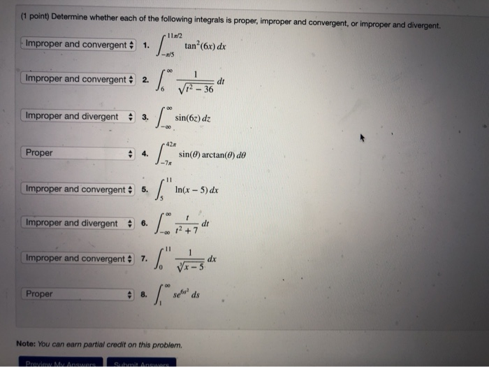 Solved (1 point) Determine whether each of the following | Chegg.com