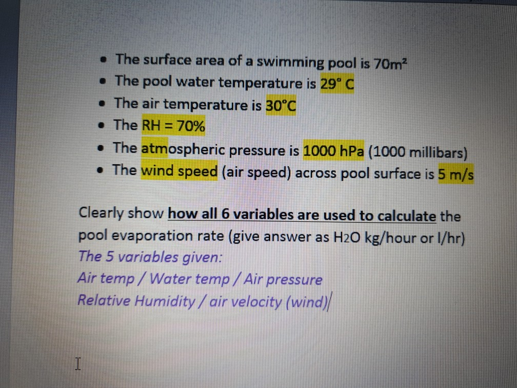 Pool Water Evaporation Chart