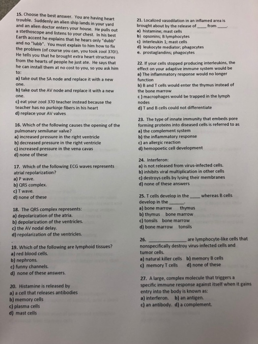 Solved 15. Choose the best answer. You are having heart | Chegg.com