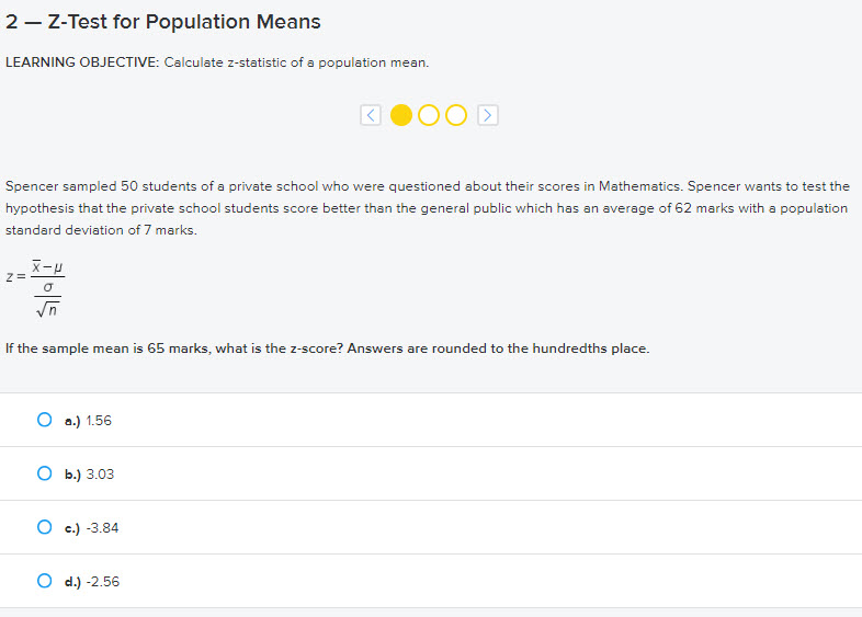 Solved 2-Z-Test for Population Means LEARNING OBJECTIVE: | Chegg.com