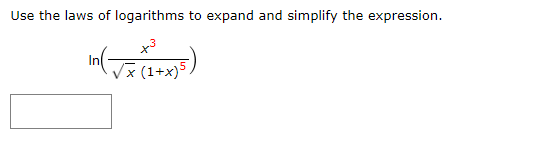 Solved Use the laws of logarithms to expand and simplify the | Chegg.com