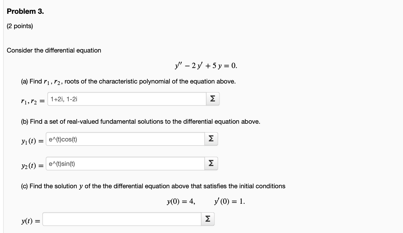 Solved Problem 3. (2 points) Consider the differential | Chegg.com