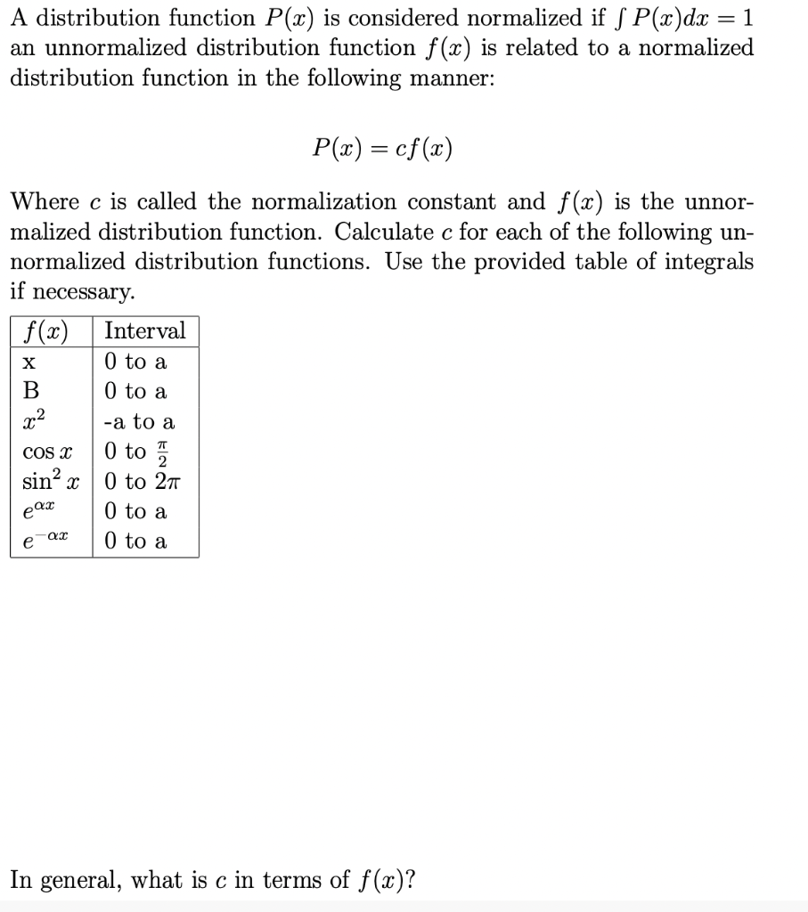 Solved A distribution function P(x) is considered normalized | Chegg.com