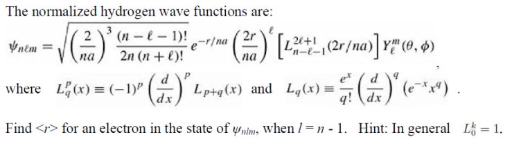 Solved The normalized hydrogen wave functions are: Venta = | Chegg.com