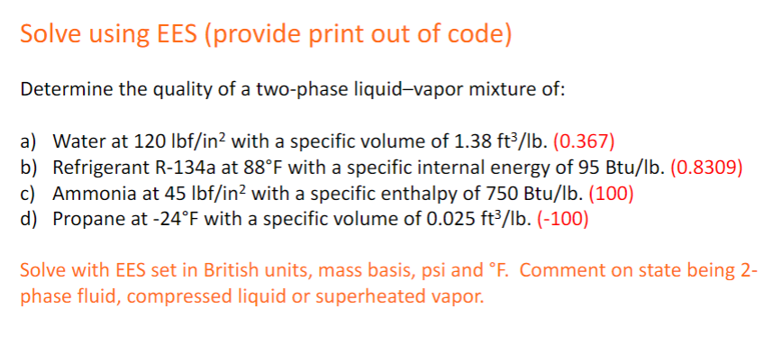 Solved Solve using EES (provide print out of code) Determine | Chegg.com