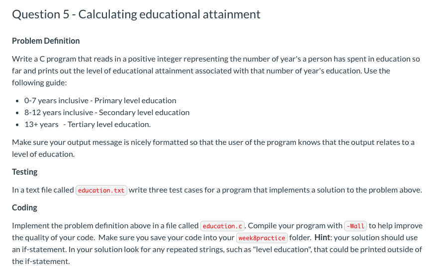Solved Question 5 - Calculating educational attainment | Chegg.com