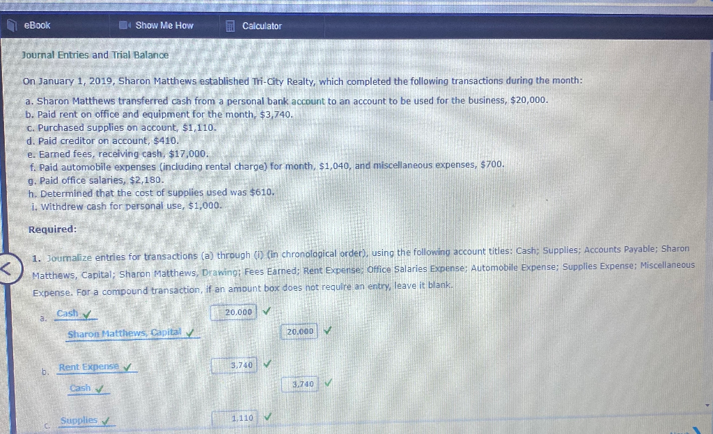 Solved eBook 34 Show Me How She Calculator Journal Entries | Chegg.com