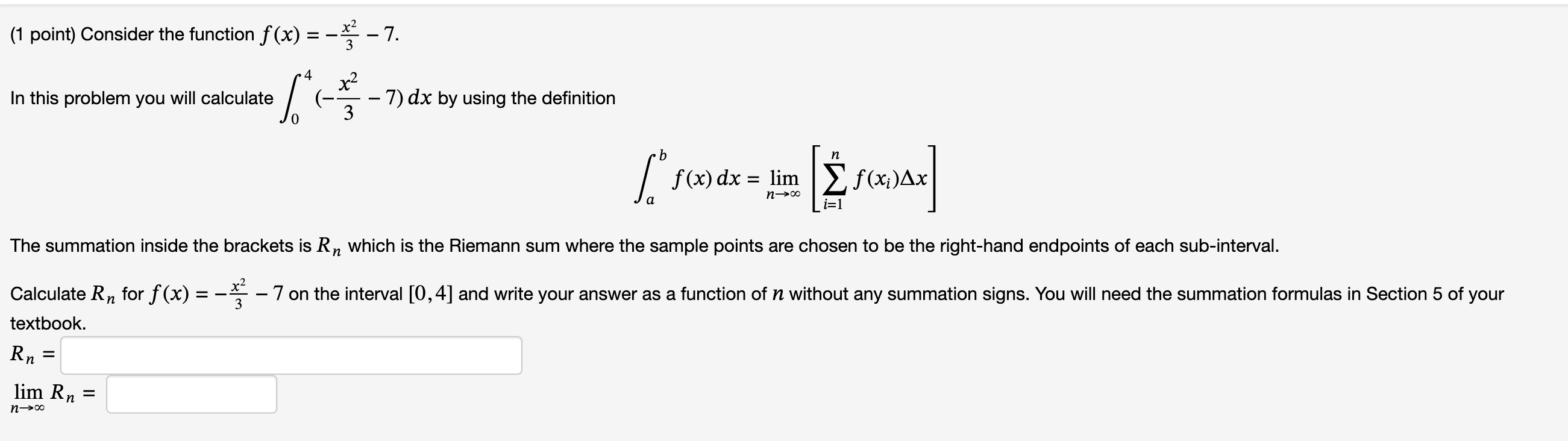 Solved (1 point) Consider the function f(x)=−3x2−7 In this | Chegg.com
