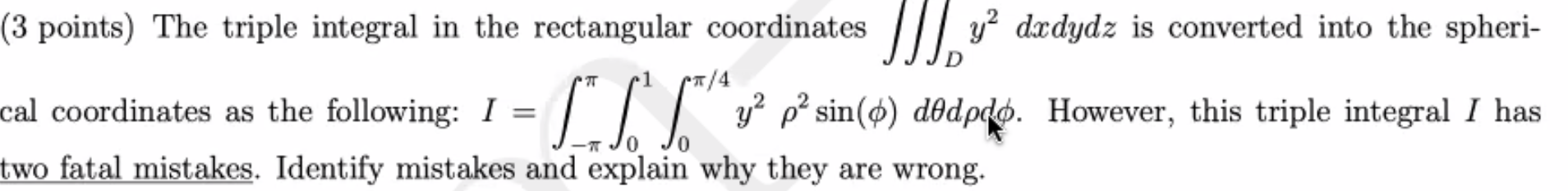 Solved (3 points) The triple integral in the rectangular | Chegg.com