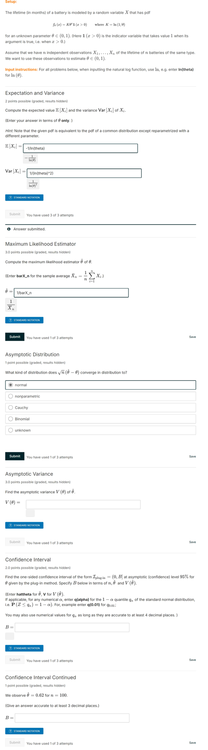 Solved Please help, thanks! ﻿Setup: ﻿The lifetime (in | Chegg.com