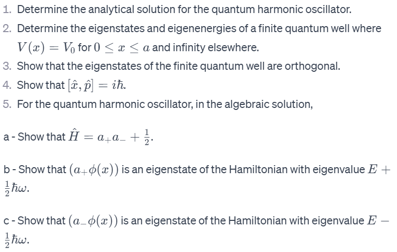 Solved 1. Determine the analytical solution for the quantum | Chegg.com