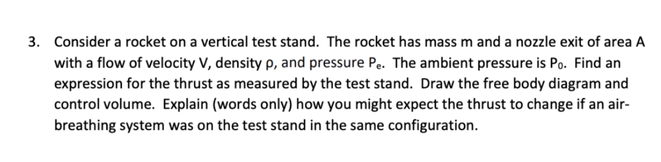 Solved 3. Consider a rocket on a vertical test stand. The | Chegg.com
