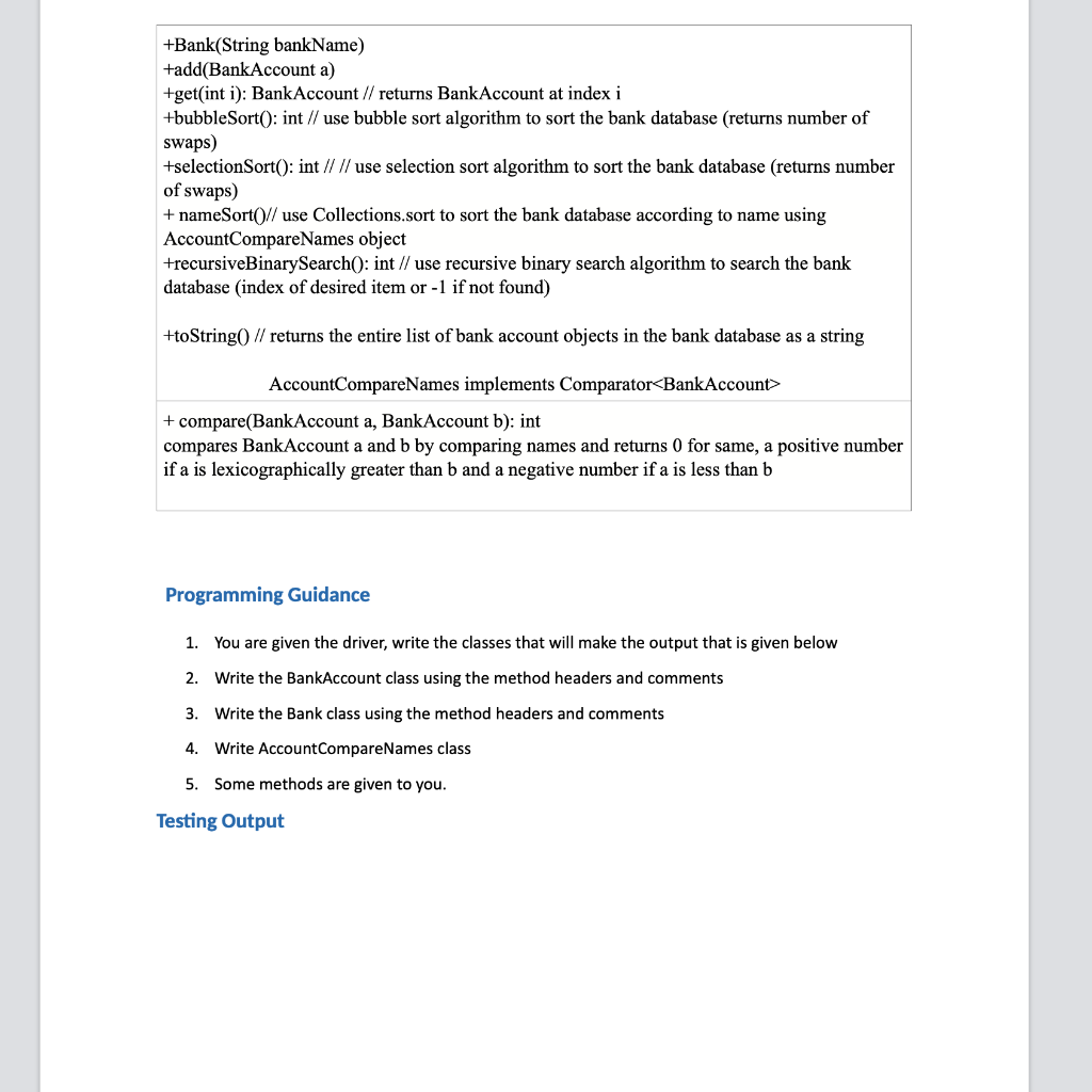 Solved Code in Java. I have already done the BankAccount | Chegg.com