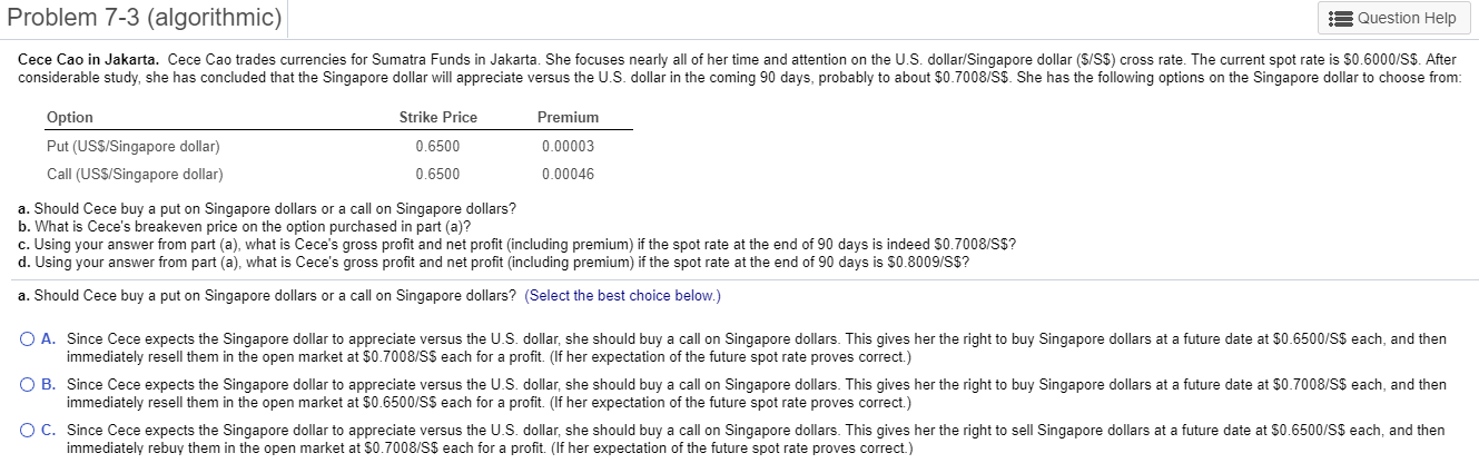 Solved Problem 7-3 (algorithmic) Question Help Cece Cao in | Chegg.com