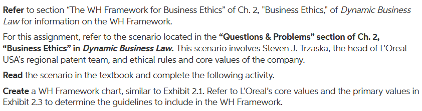 Solved Refer to section “The WH Framework for Business | Chegg.com