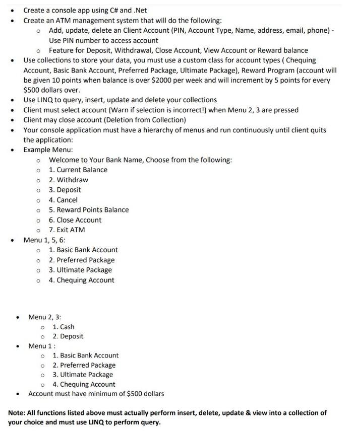 Create A Console App Using C And Net Create An Chegg