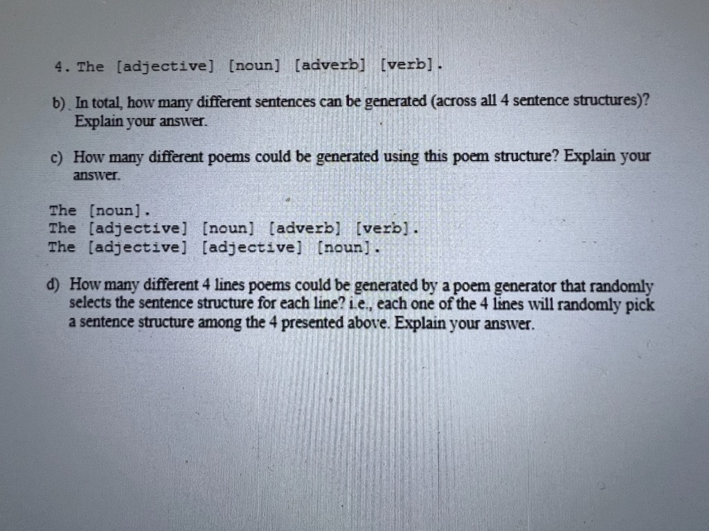 The poem generator program is a program that uses | Chegg.com