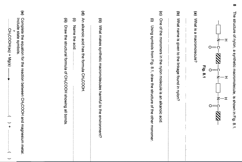 Solved The Structure Of Nylon A Synthetic Macromolecule Is