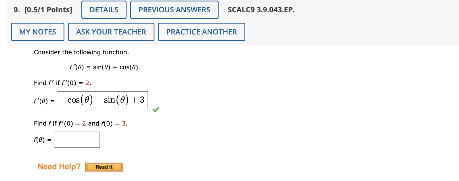 Solved Consider the following function. f′′′(t)=t−4cos(t) | Chegg.com
