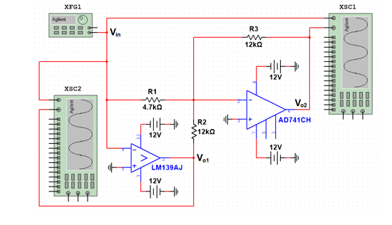 Solved XFG1 xsci Agilent PP 0 0 0 Vin R3 12k0 두 12V XSC2 R1 | Chegg.com