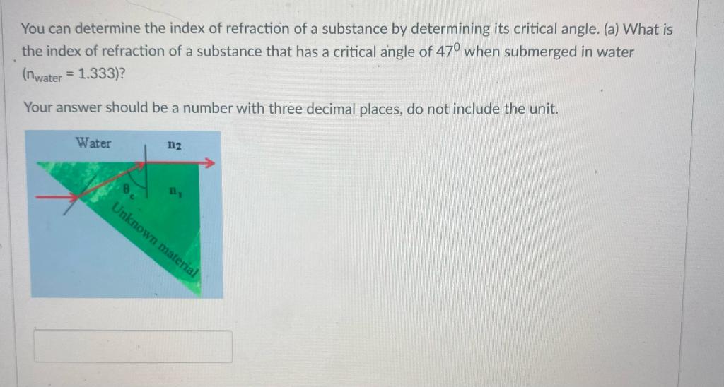 Solved You can determine the index of refraction of a | Chegg.com